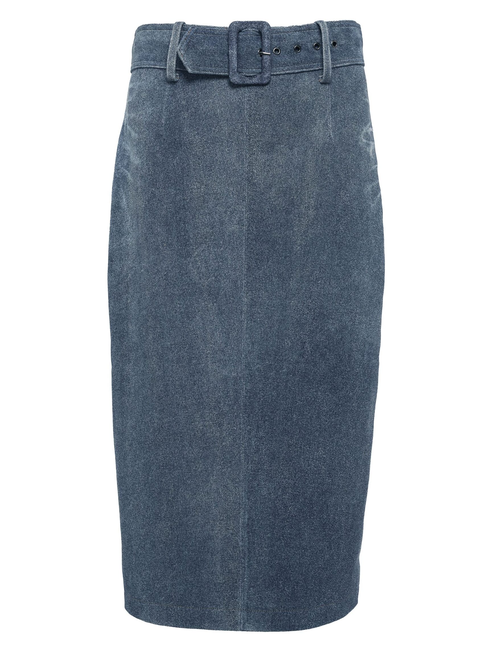 Ge3.21 Denim Print Stretch Leather Midi Skirt - Flying Solo NYC